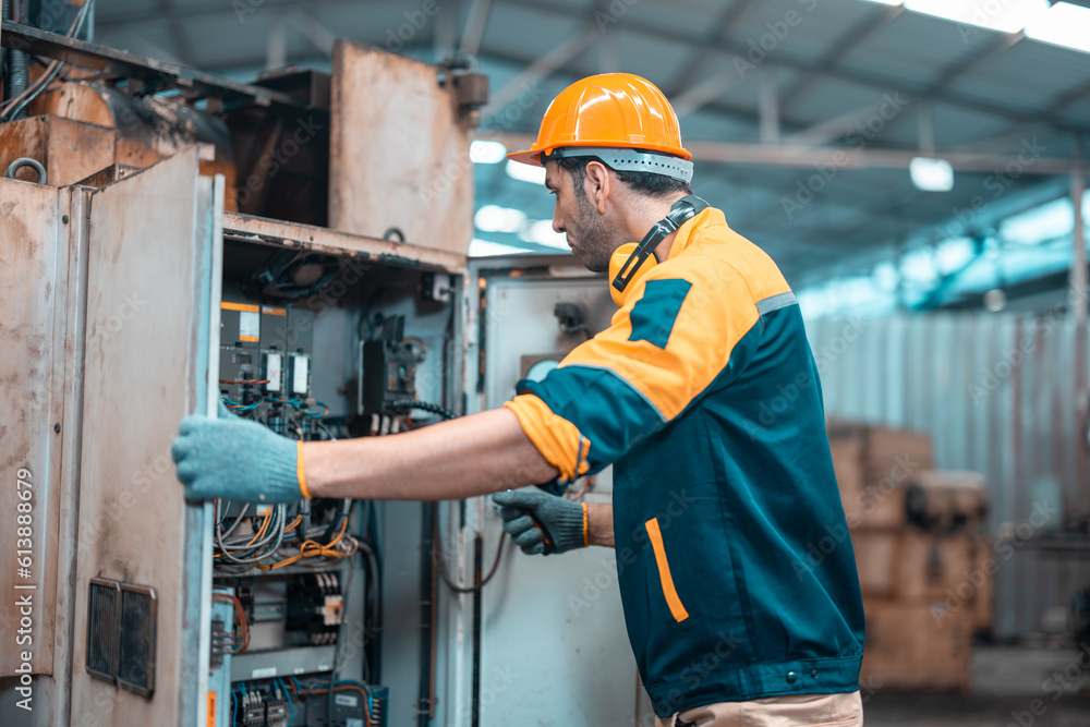 Electrical technician tests wiring, polarity, grounding, voltages and ...