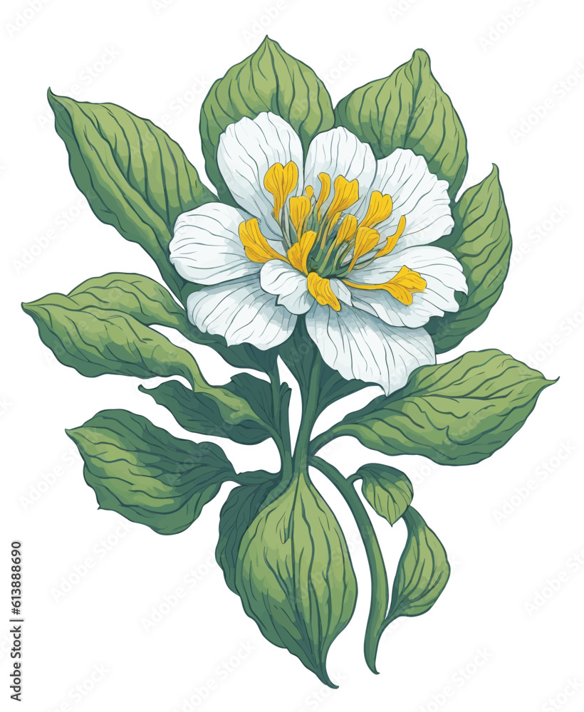 cartoon yellow Primula auricula Flower , clip art , vector , illustration Stock Vector | Adobe Stock