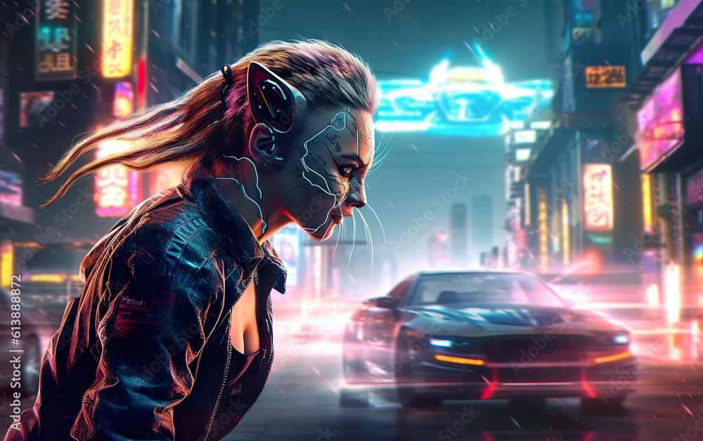 Futuristic cat cyborg with neon cybernetics. Biotech cyborg cat with ... Futuristic cat cyborg with neon cybernetics. Biotech cyborg cat with ...