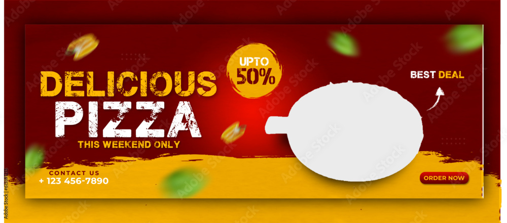 Delicious pizza and food menu facebook cover template and banner Stock ...