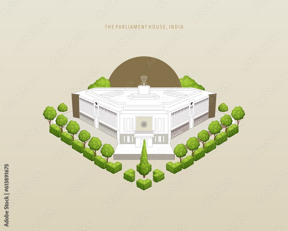 New Delhi, India - May28th 2023. Illustration of New Parliament ...