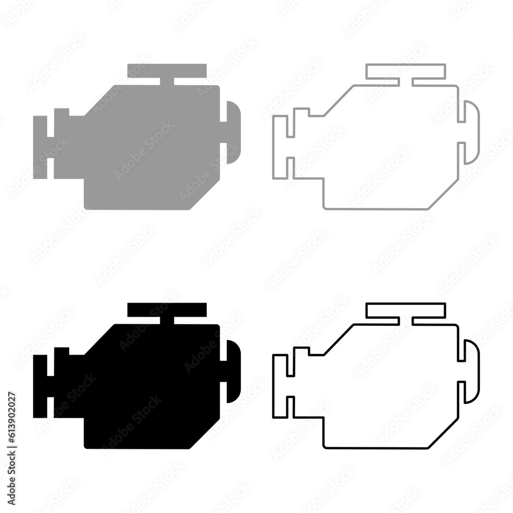 Symbol engine car set icon grey black color vector illustration image ...