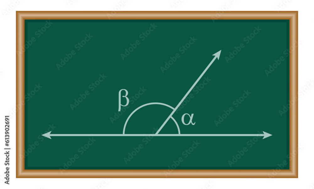 Adjacent angles in mathematics. Two angles with common vertex and side ...