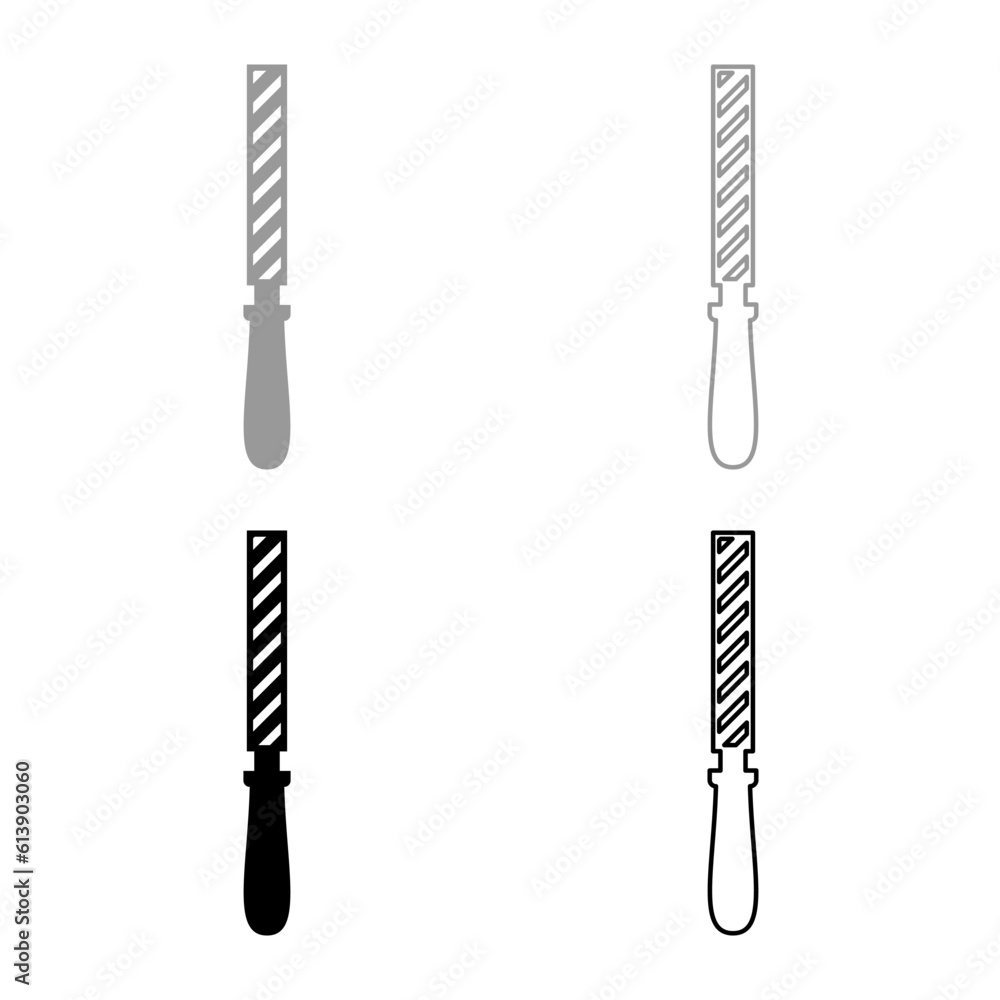 Hand file tool rasp instrument set icon grey black color vector ...