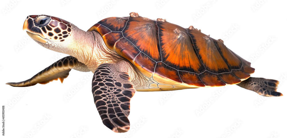 turtle isolated on white background, Captivating Loggerhead Turtle ...