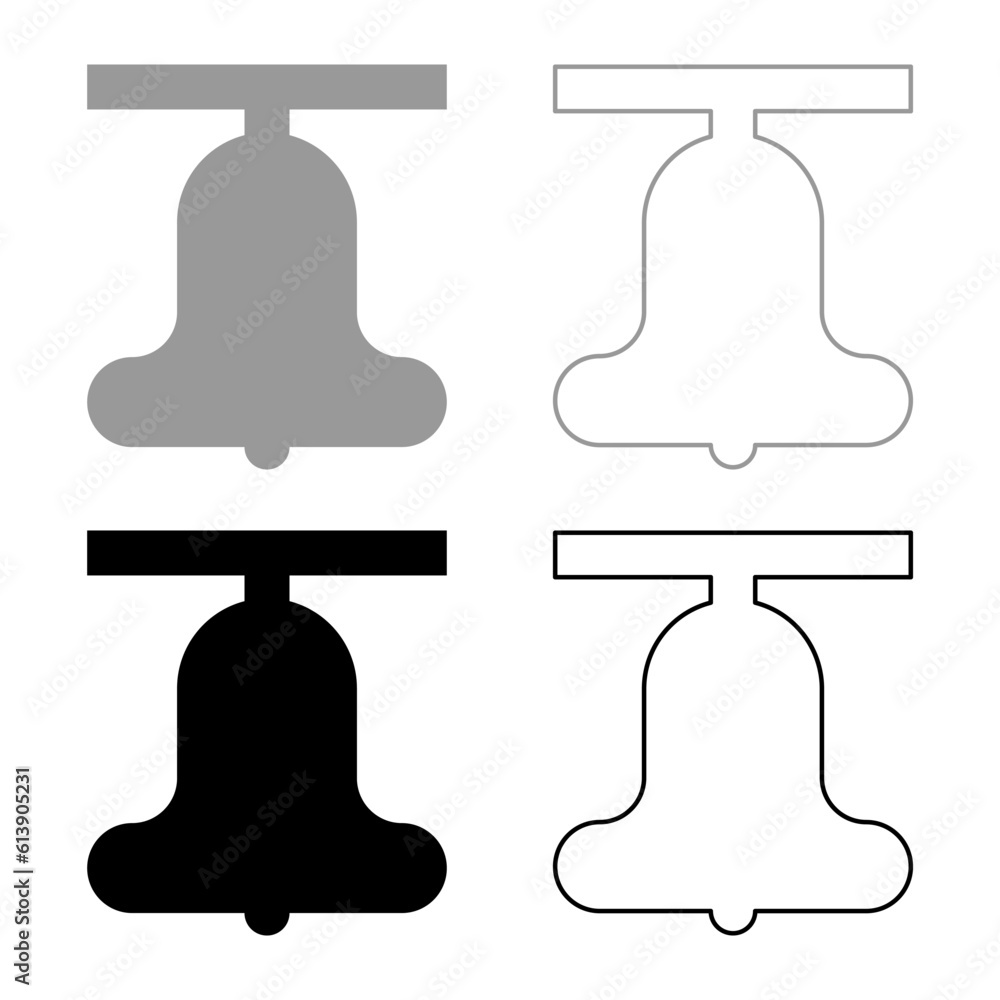 Church bell beam concept campanile belfry set icon grey black color ...