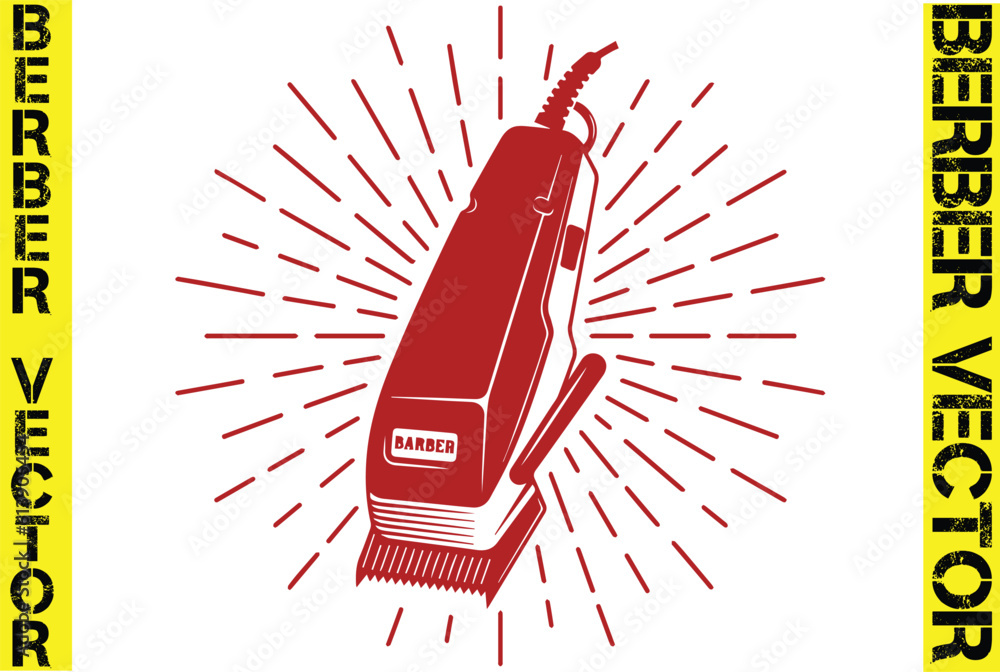 Vetor de Vintage barber elements set, Vector monochrome collection ...