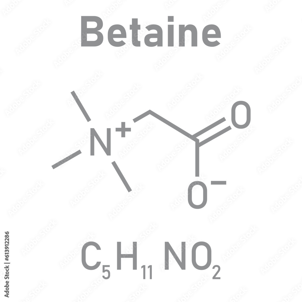 Chemical structure of Betaine (C5H11NO2). Chemical resources for ...