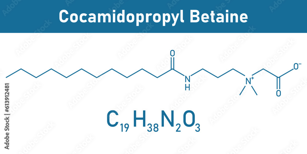 Vecteur Stock Chemical structure of Cocamidopropyl Betaine (C19H38N2O3 ...