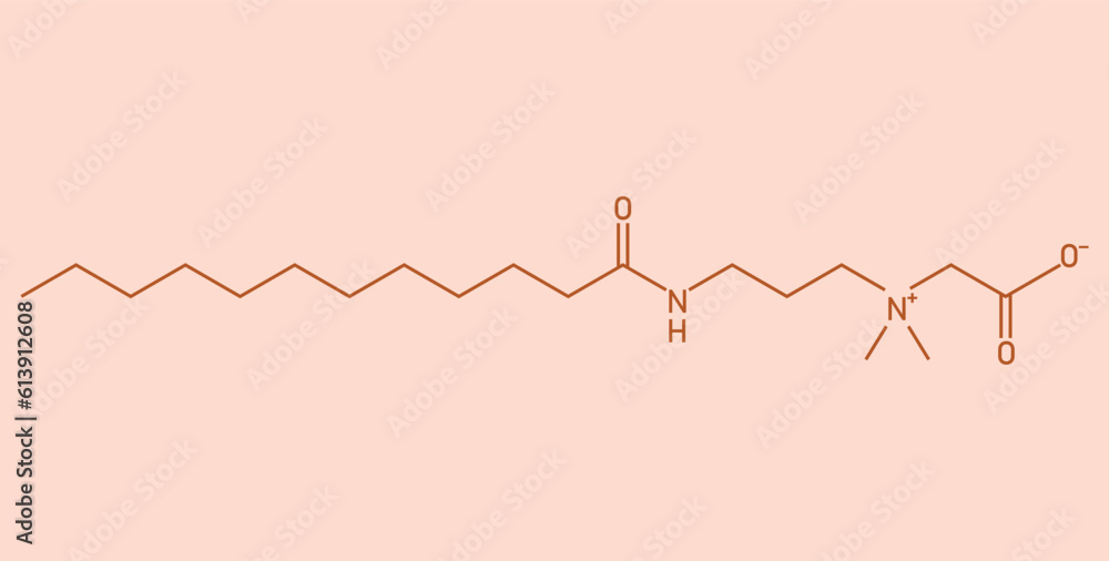 Chemical structure of Cocamidopropyl Betaine (C19H38N2O3). Chemical ...