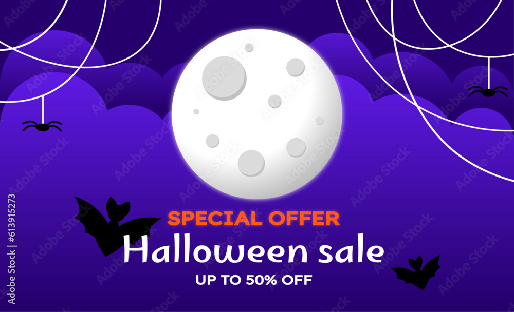 Halloween sale banner, party invitation concept background. Holiday ...