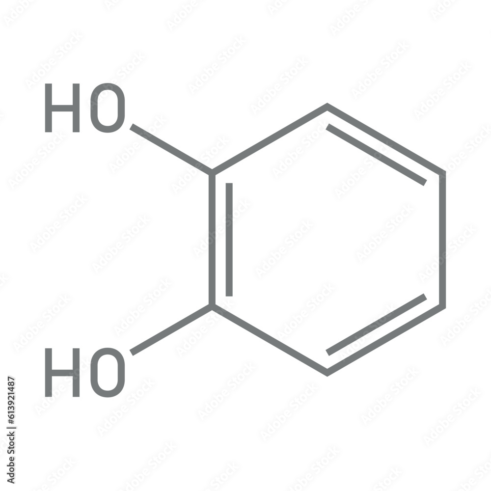 Chemical structure of Catechol (C6H6O2). Chemical resources for ...