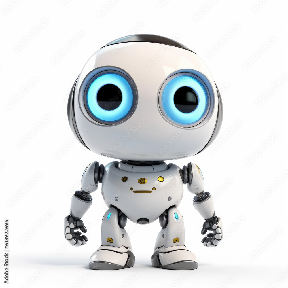 Little cute robot on white background, mini robot, android robot, near ...