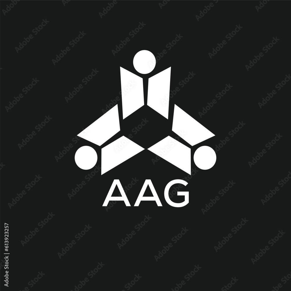 AAG white color letter logo. black background. triangle Monogram logo ...