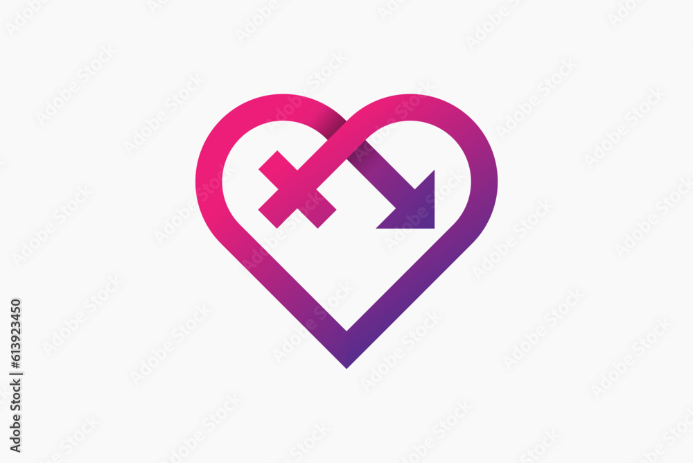 Gender Symbol Logo Inspiration Male And Female Sex Sign With Heart Icon Combination Vector
