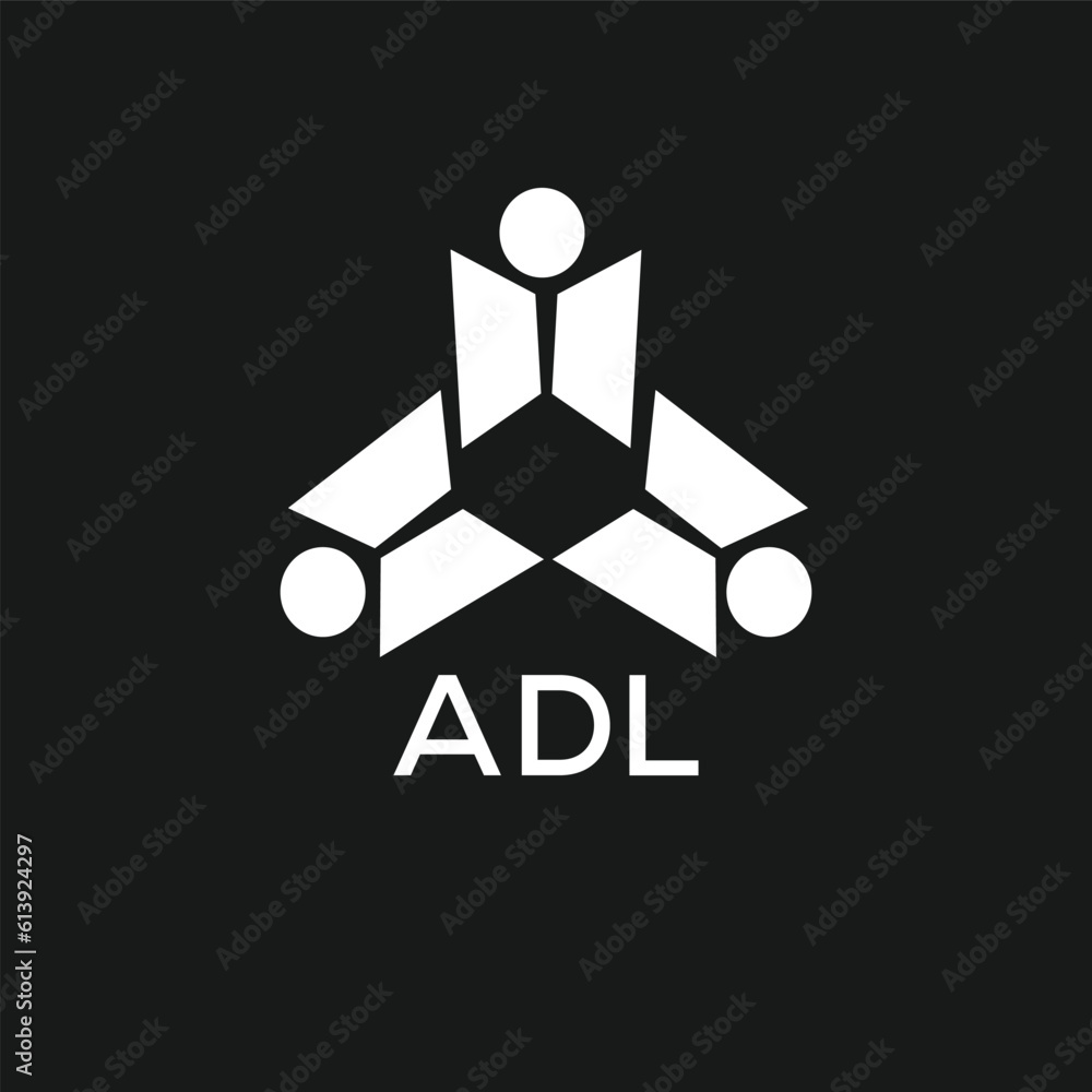 ADL white color letter logo. black background. triangle Monogram logo ...