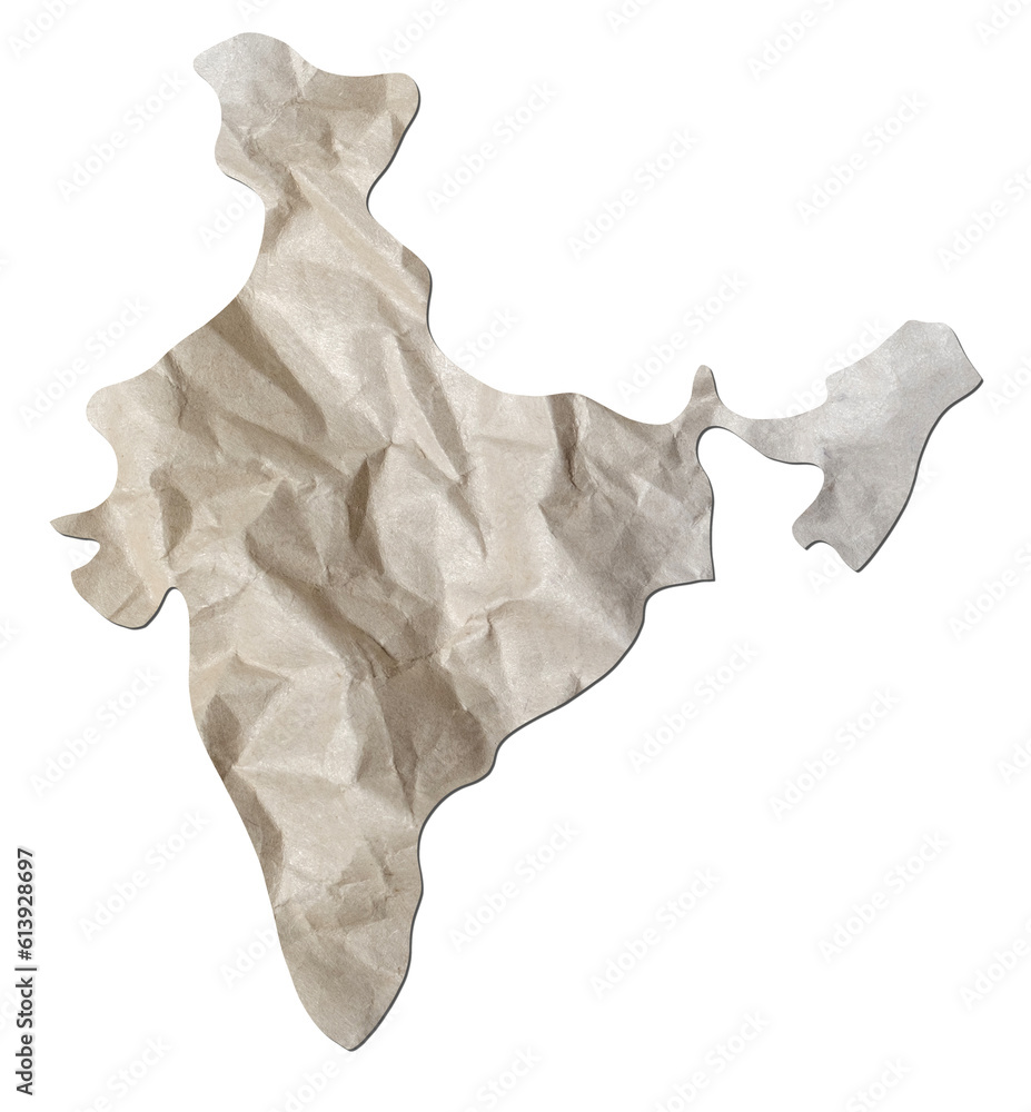 ภาพประกอบสต็อก India map paper texture cut out on white background. ภาพ ...