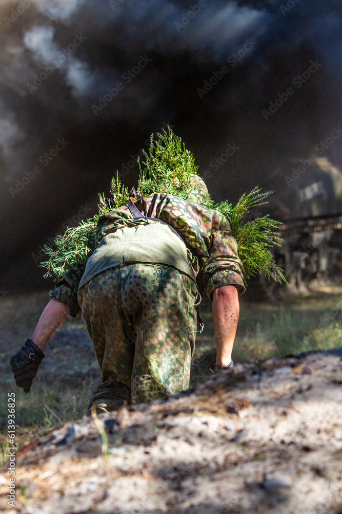 Historical reenactment. German soldiers during the Second World War ...