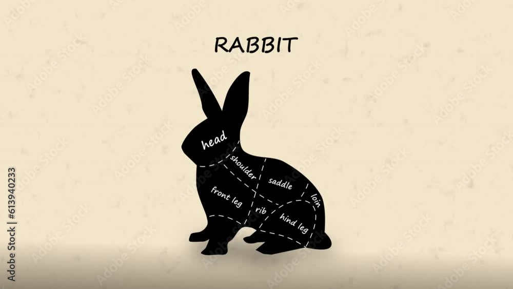 Butcher Diagram Sections of Rabbit Cut Animation Stock Video | Adobe Stock