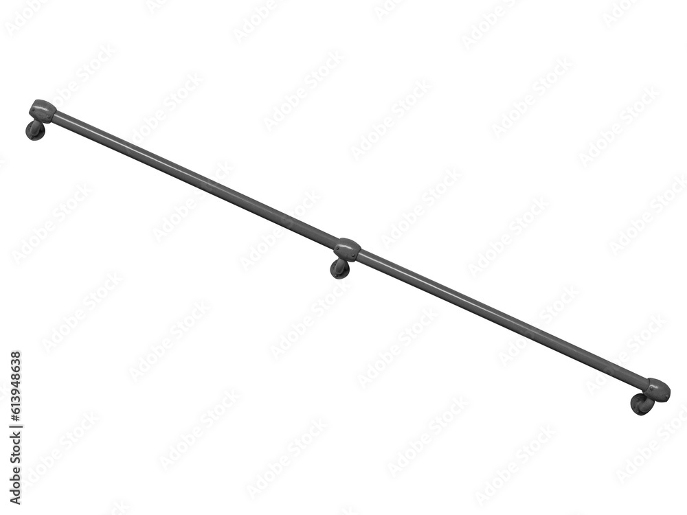 Gray handrail for descending stairs which mounting on wall diagonally ...