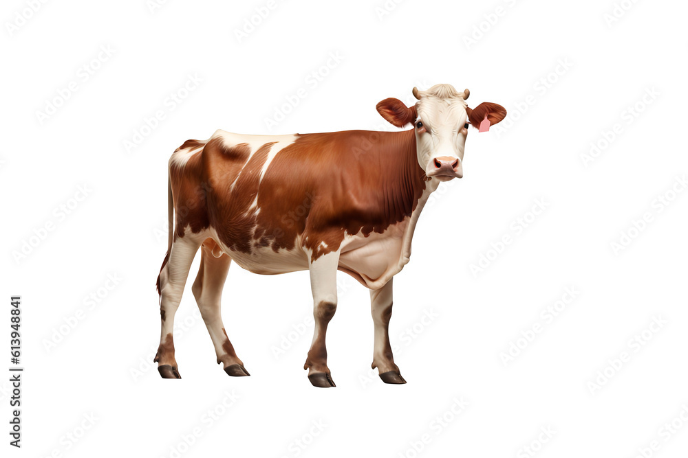Redhead cow with white spots on transparent background png Stock ...