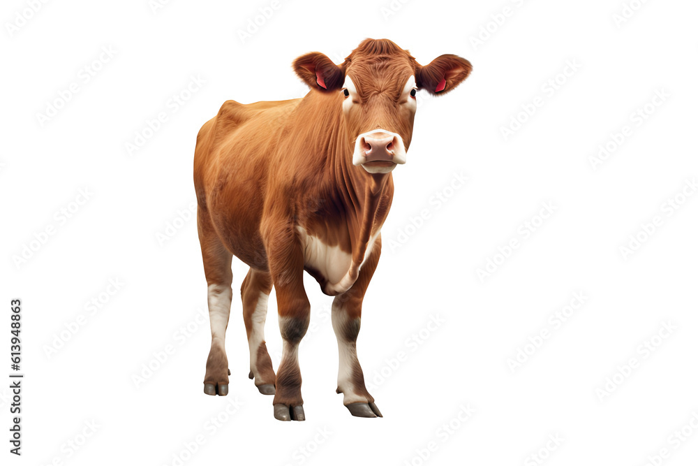 Redhead cow with white spots on transparent background png Stock ...