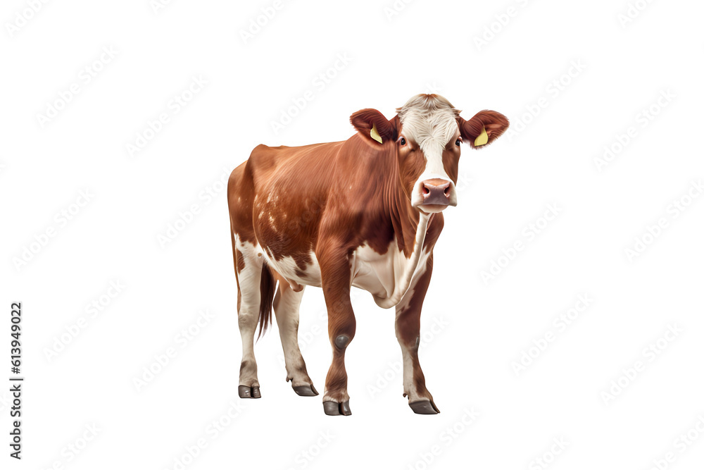 Redhead cow with white spots on transparent background png Stock ...