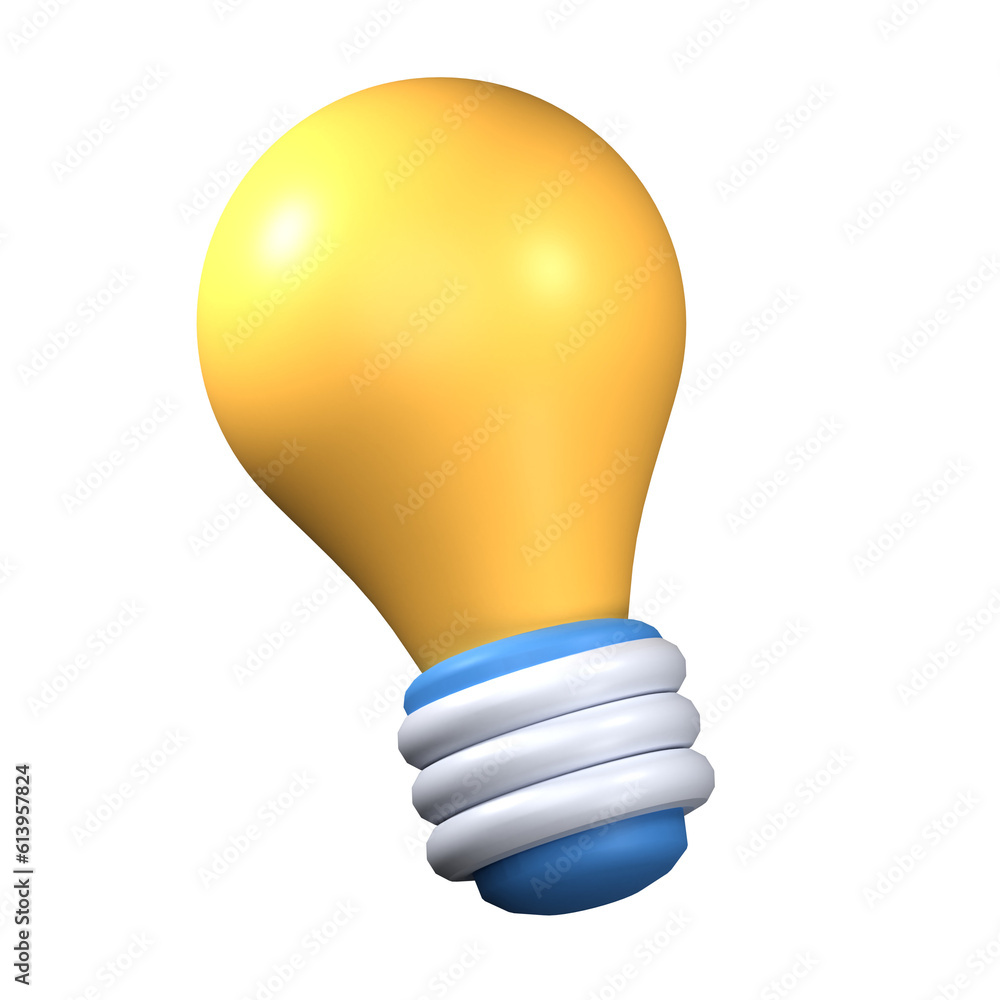 Light bulb 3d icon idea, 3d lamp render illustration Stock Illustration ...