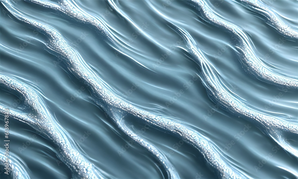 Seamless realistic water ripples or ocean waves background texture. 3D rendering, clear focus ...