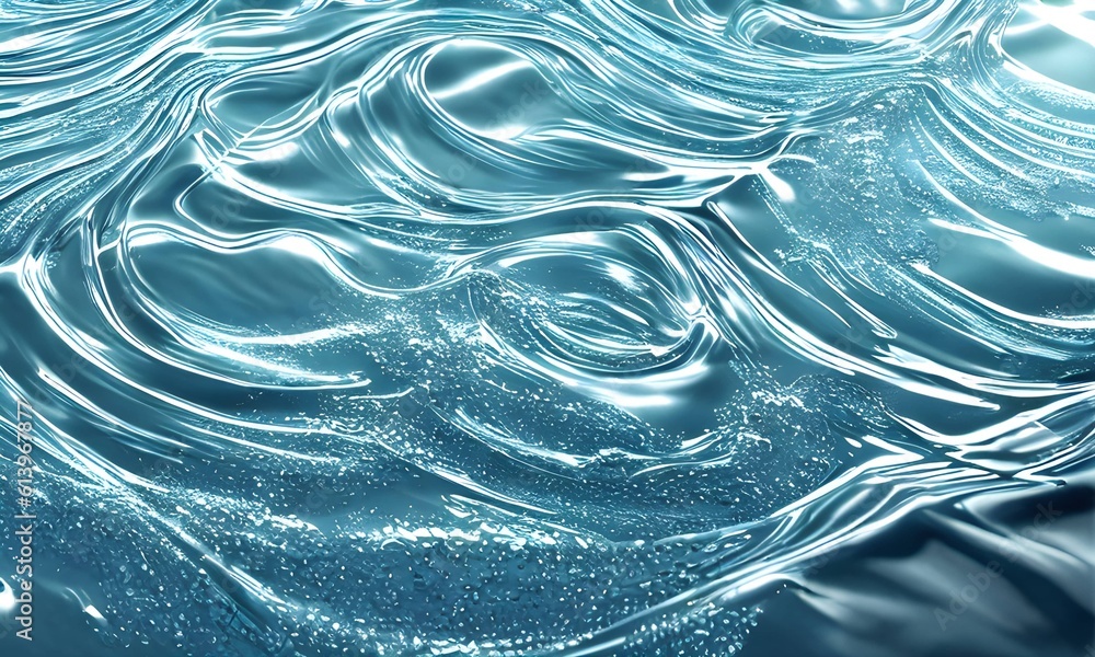 Seamless realistic water ripples or ocean waves background texture. 3D rendering, clear focus ...