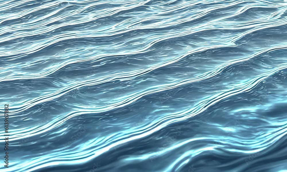 Seamless realistic water ripples or ocean waves background texture. 3D rendering, clear focus ...