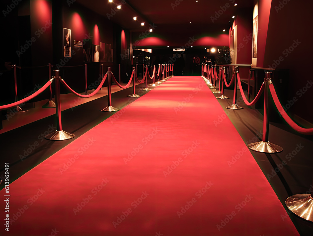 Sumptuous red carpet, synonymous with prestige and elegance, setting ...