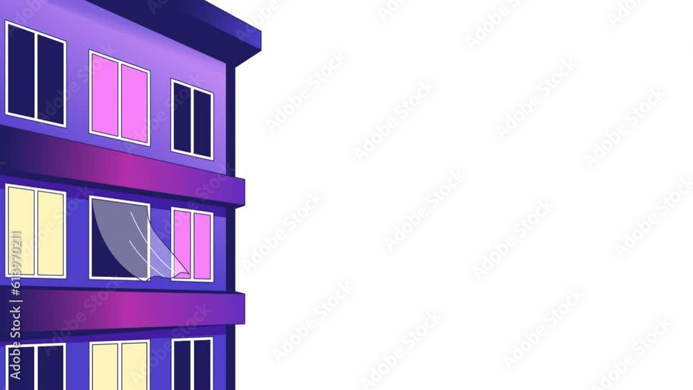 Blinking building windows animation. Flat outline style element 4K ...
