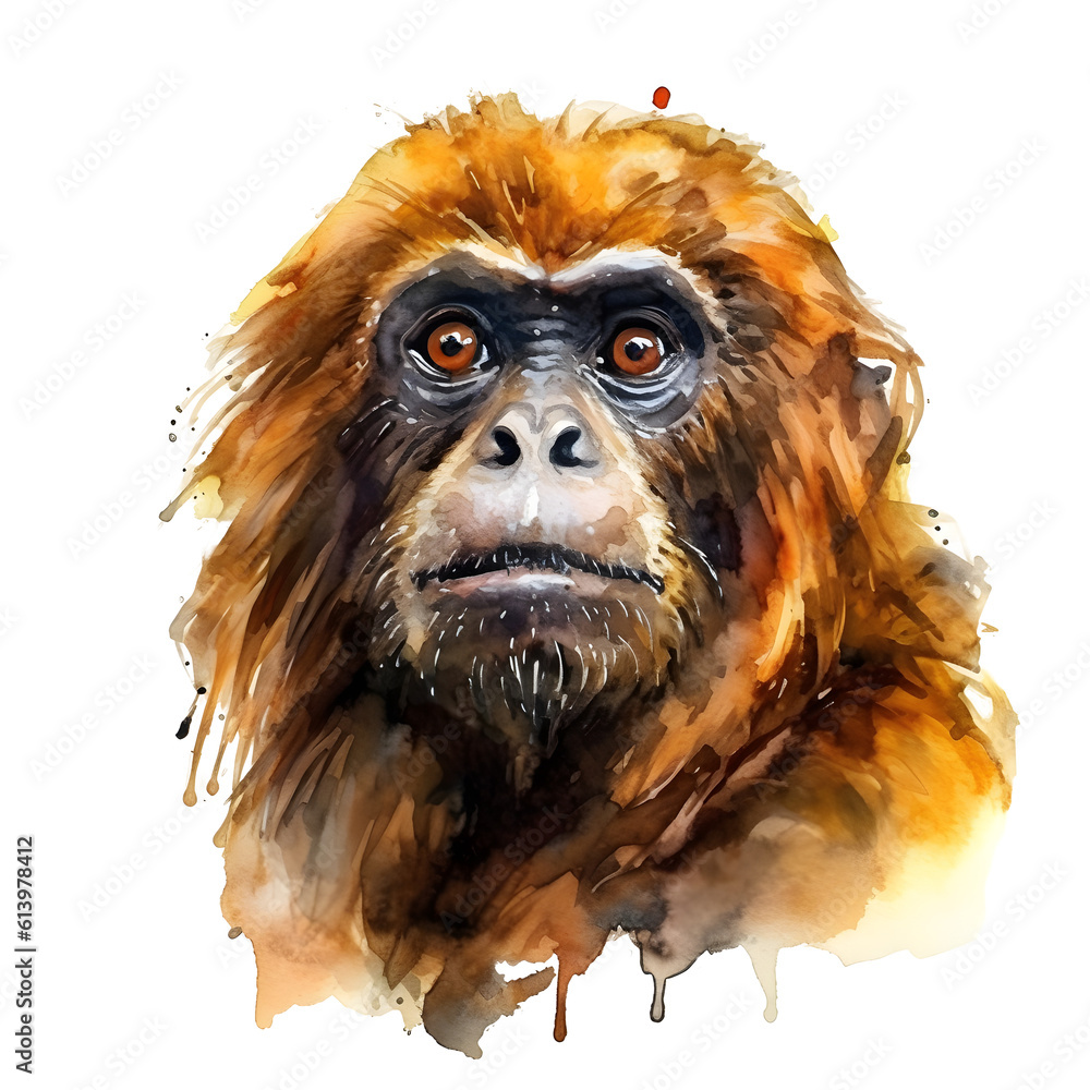 cute howler monkey in watercolor design against transparent background ...