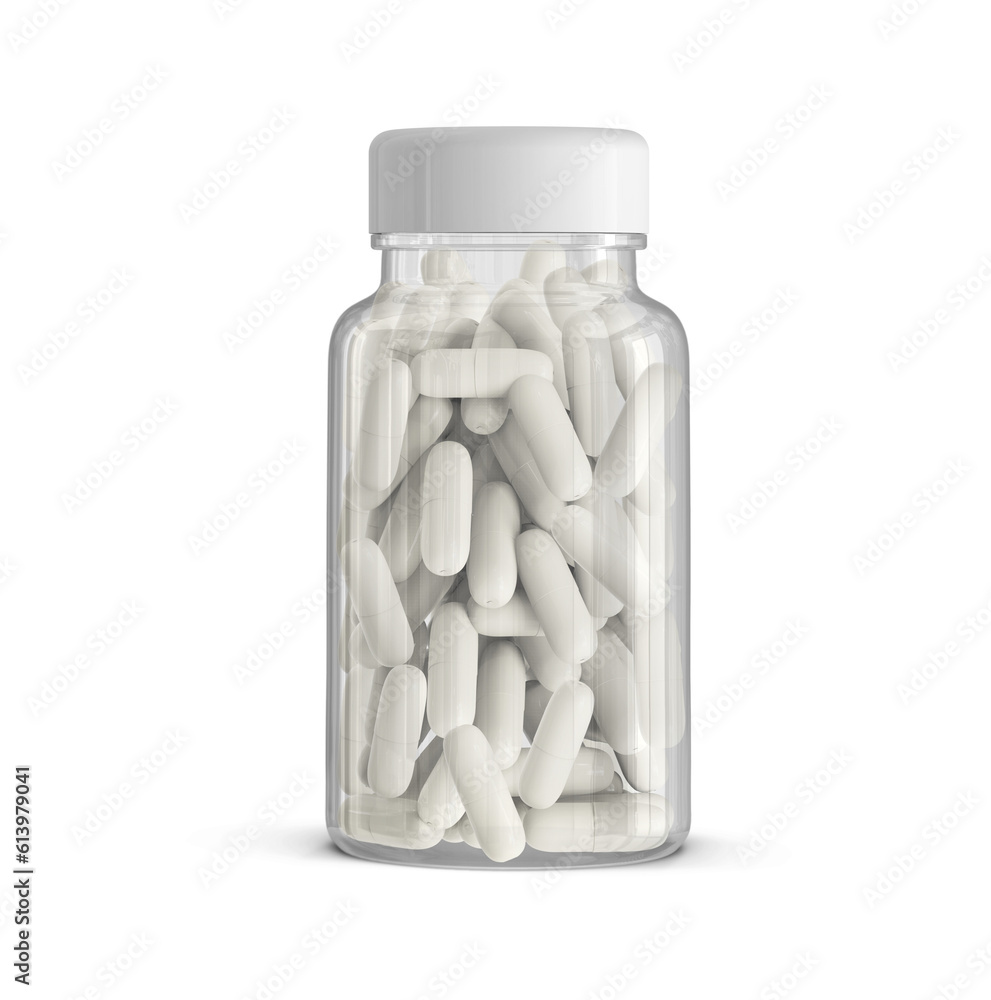 Clear Plastic Supplement Multivitamin Bottles With Capsules 3D ...