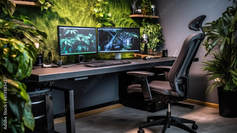 Inspiring office interior design Tech-inspired style Office featuring ...