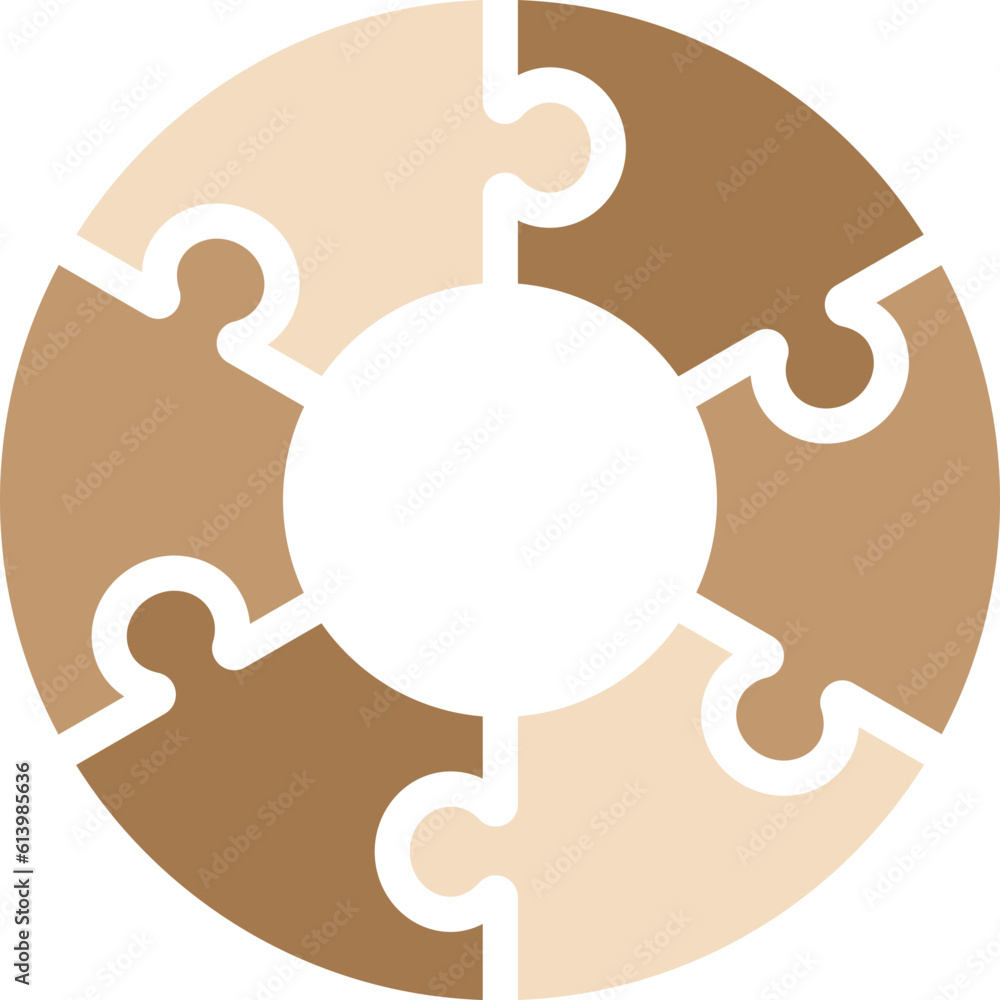 Infographic Pie Flow Chart Jigsaw Puzzle Cycle Diagram 6 Sections Stock ...