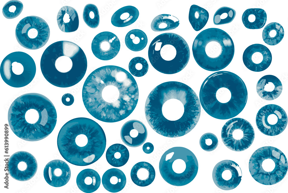 Different shapes of blue eyes with different lighting for the ...
