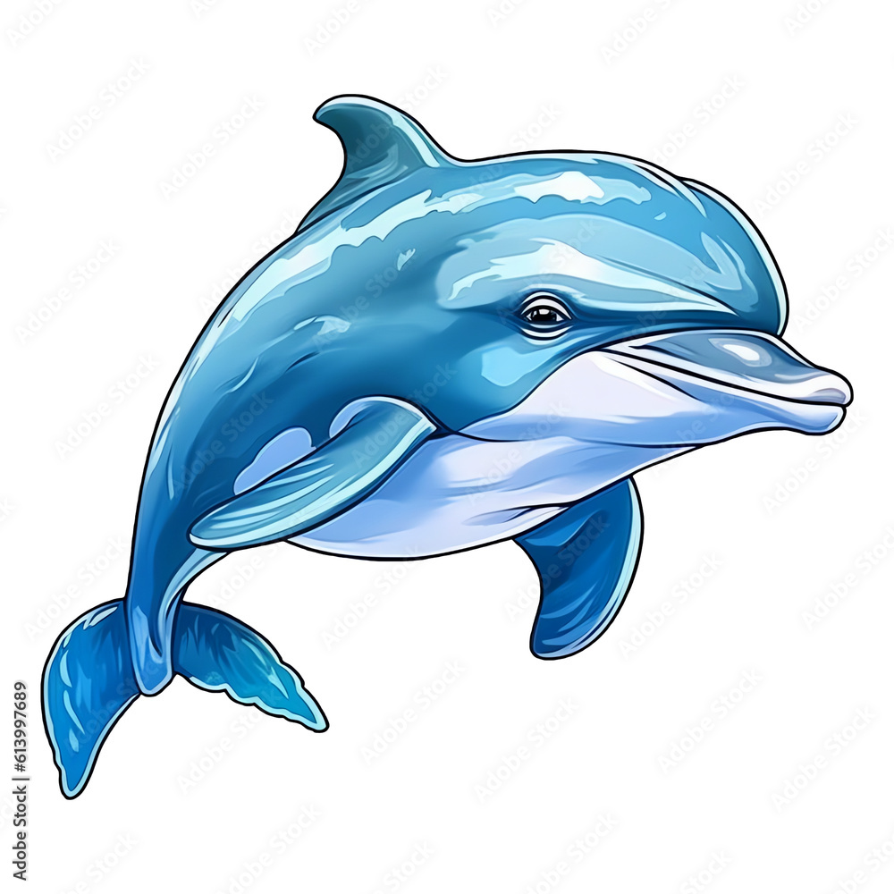 Blue dolphin cartoon illustration isolated on transparent background ...