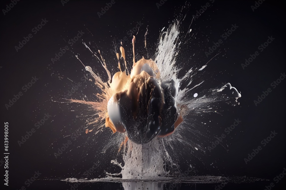 Ballon filled of water exploding with splashes of water effect ...