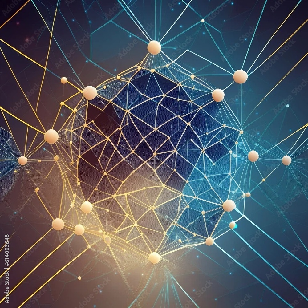 Network connection background. with low poly, dot, circle, line, and ...