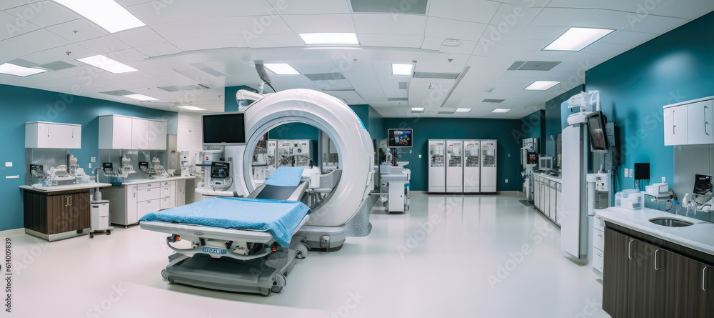 Panorama of a state-of-the-art radiology department with modern MRI and ...