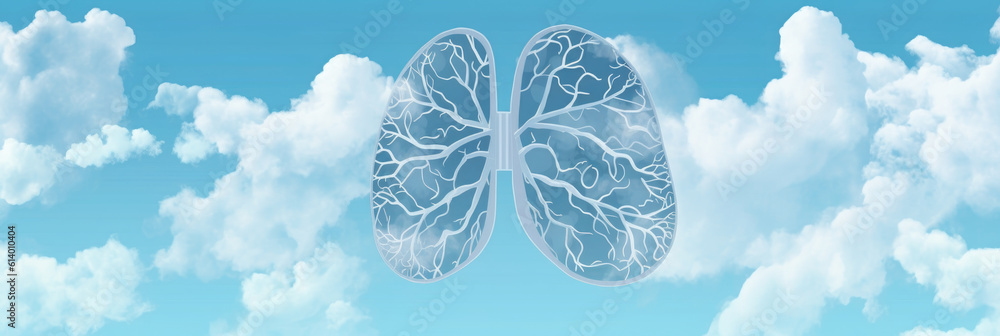 minimalist panoramic wallpaper of a human lung silhouette filled with a ...
