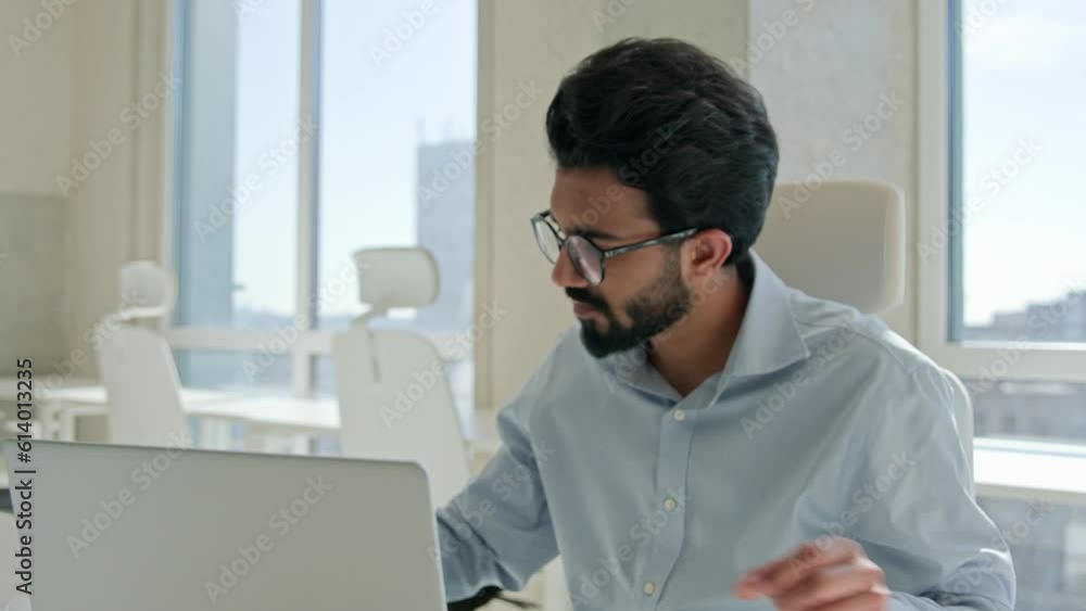 Fatigued stressful Arabian man Indian male businessman has business ...