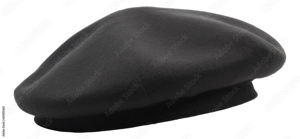 Poster, Foto Black french cap beret side view isolated. Generative AI ...