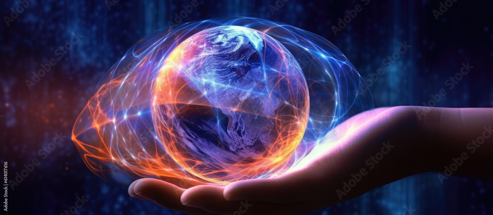 Stockillustratie abstract concept of a human hand reaching out for a ...