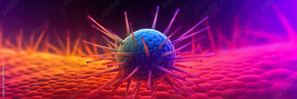 simplified panoramic wallpaper of a stylized bacteriophage virus ...