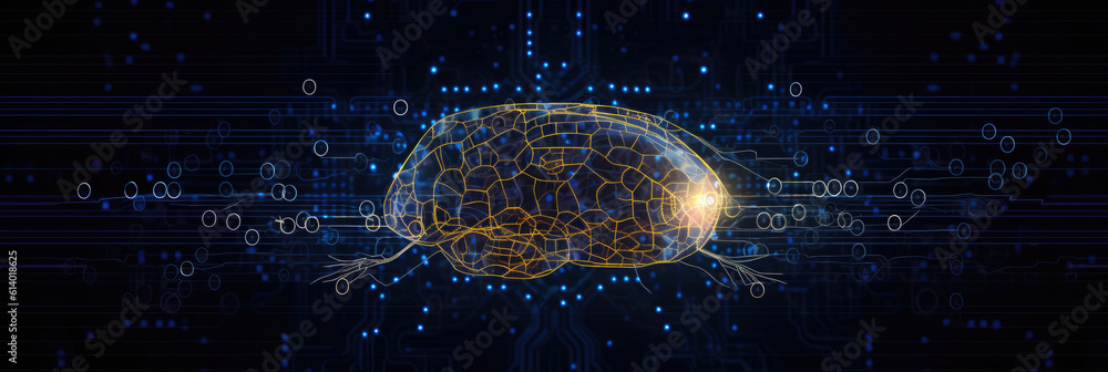 minimalist panoramic wallpaper of a human brain silhouette filled with ...