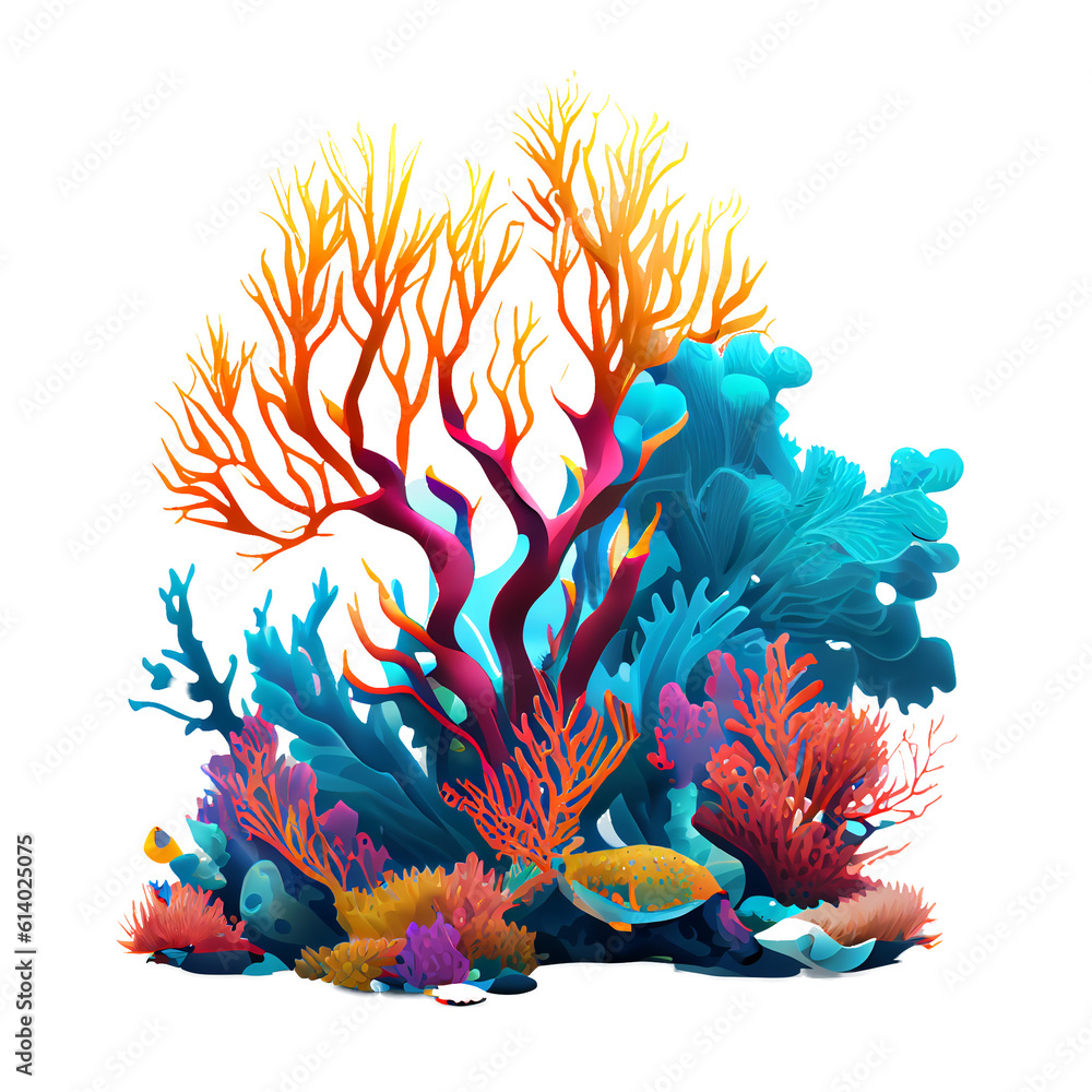 Coral reef of sea on transparent background, generative ai Stock ...