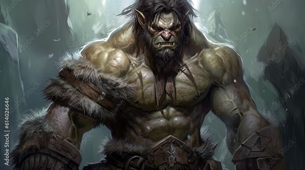 A half-orc barbarian with a mysterious curse that grants him immense ...